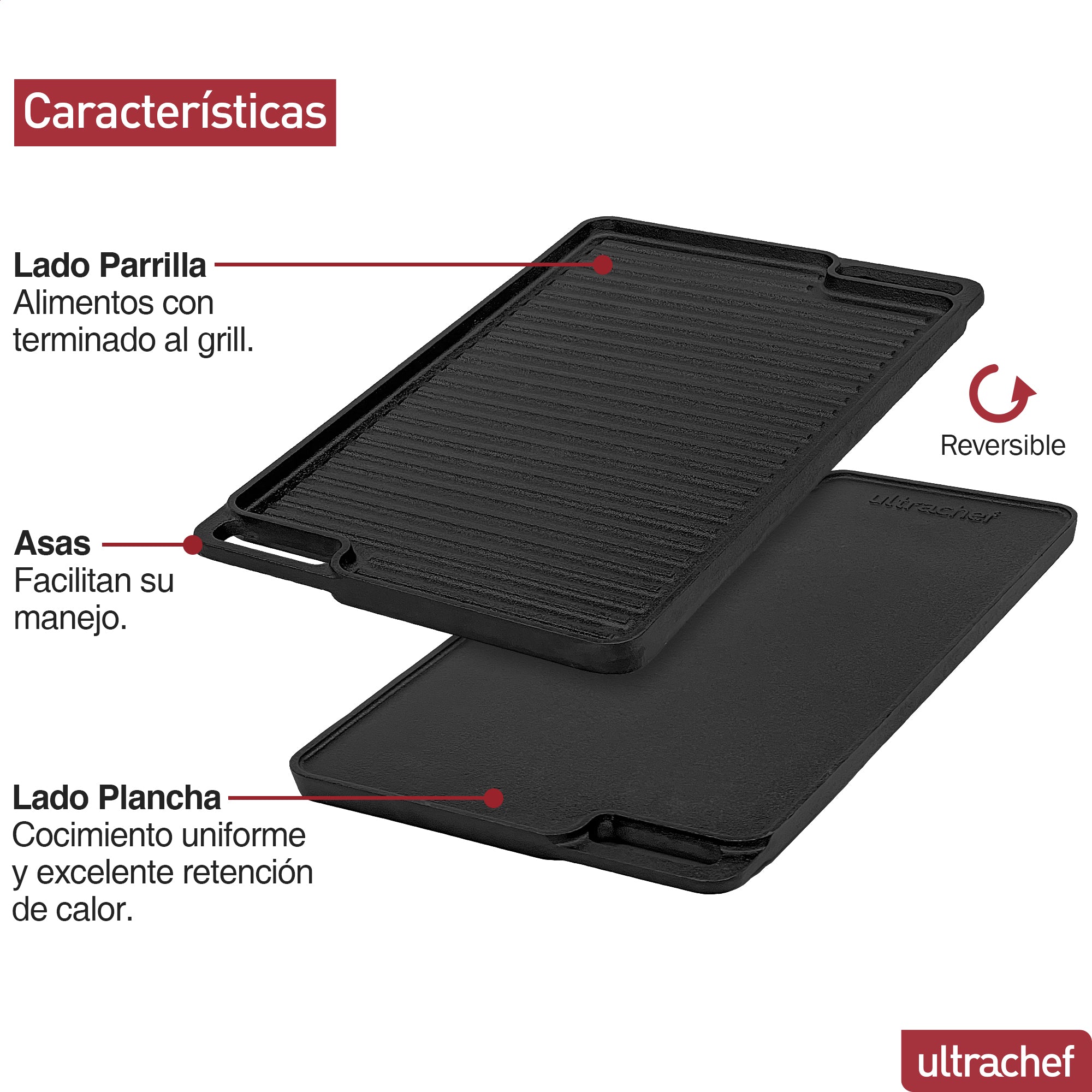 Plancha Hierro Fundido Reversible - Ultrachef